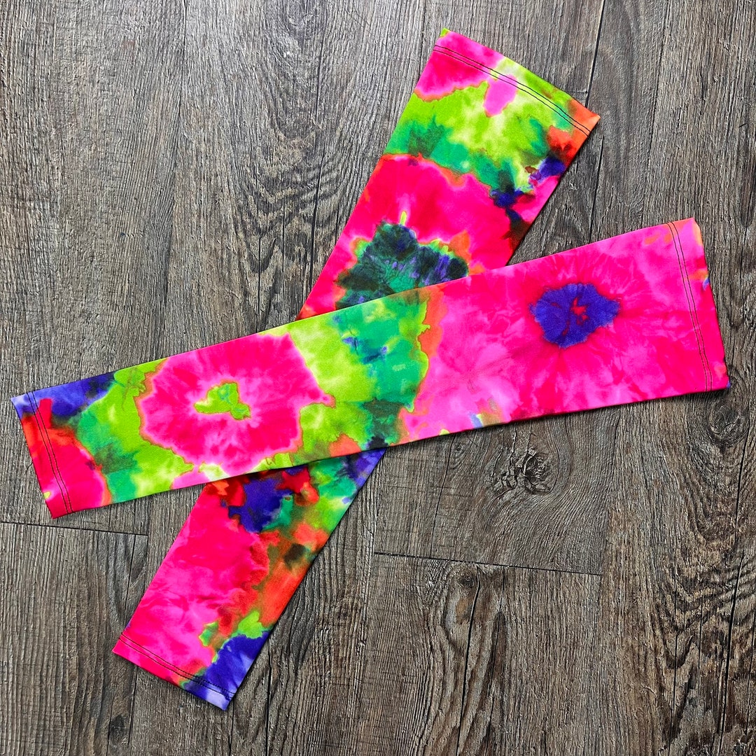 Compression Arm Sleeves in Pink Tie Dye Print Spandex - Running Arm ...