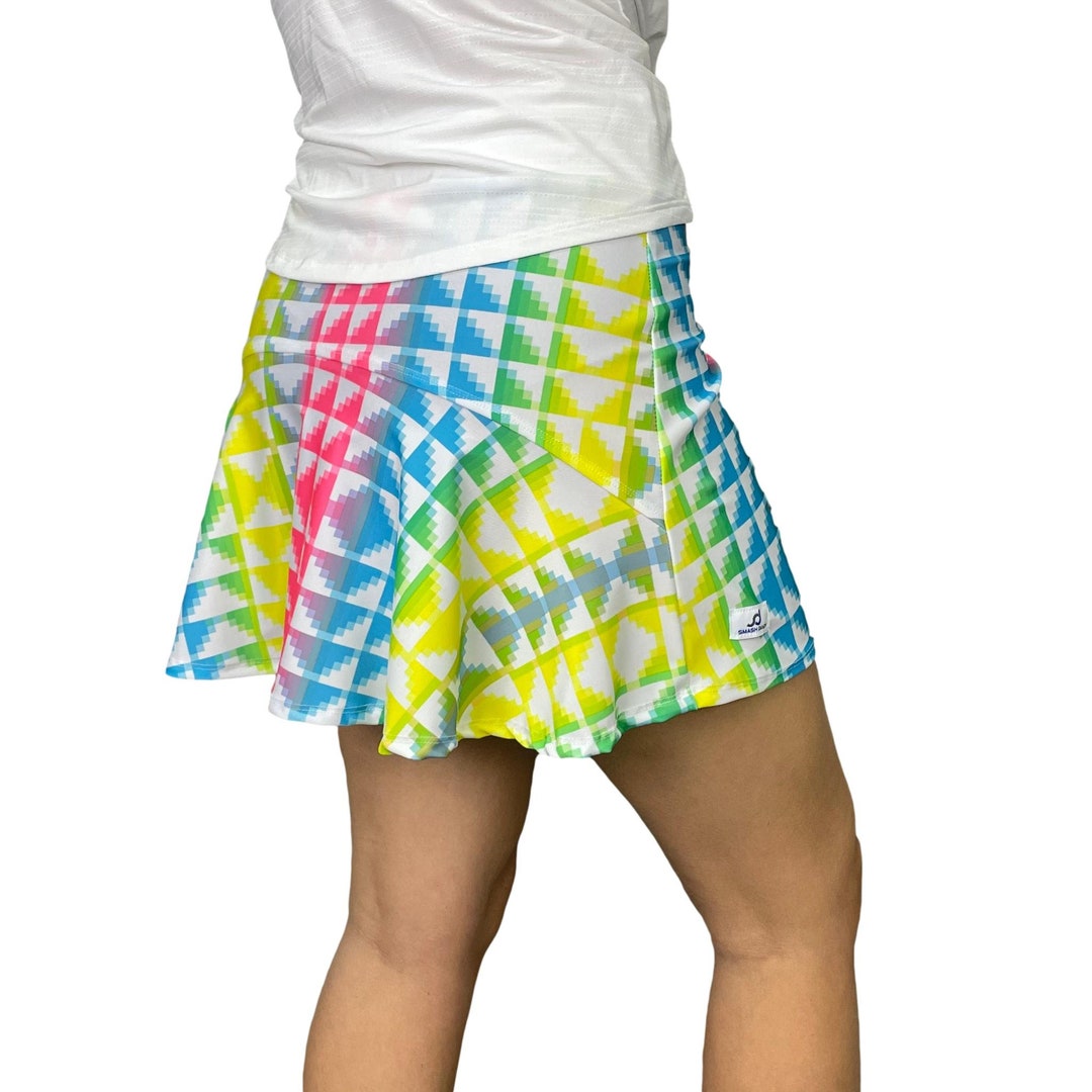 Flutter Golf Skort W/pockets *neon Geometric* - Tie Dyed Tennis ...
