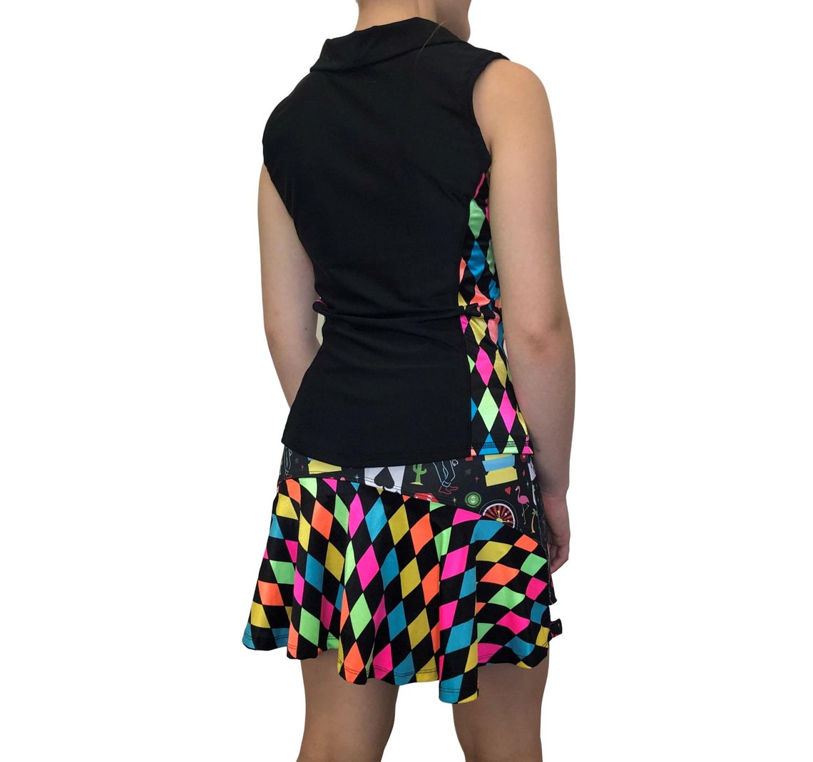Vegas and Neon Diamond Athletic Golf Outfit- Athletic Collared Shirt ...