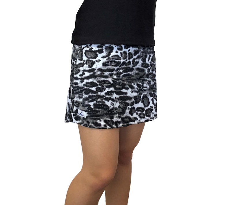 Black and White Leopard Print Athletic Slim Golf Skort W/ Pocket- Golf ...