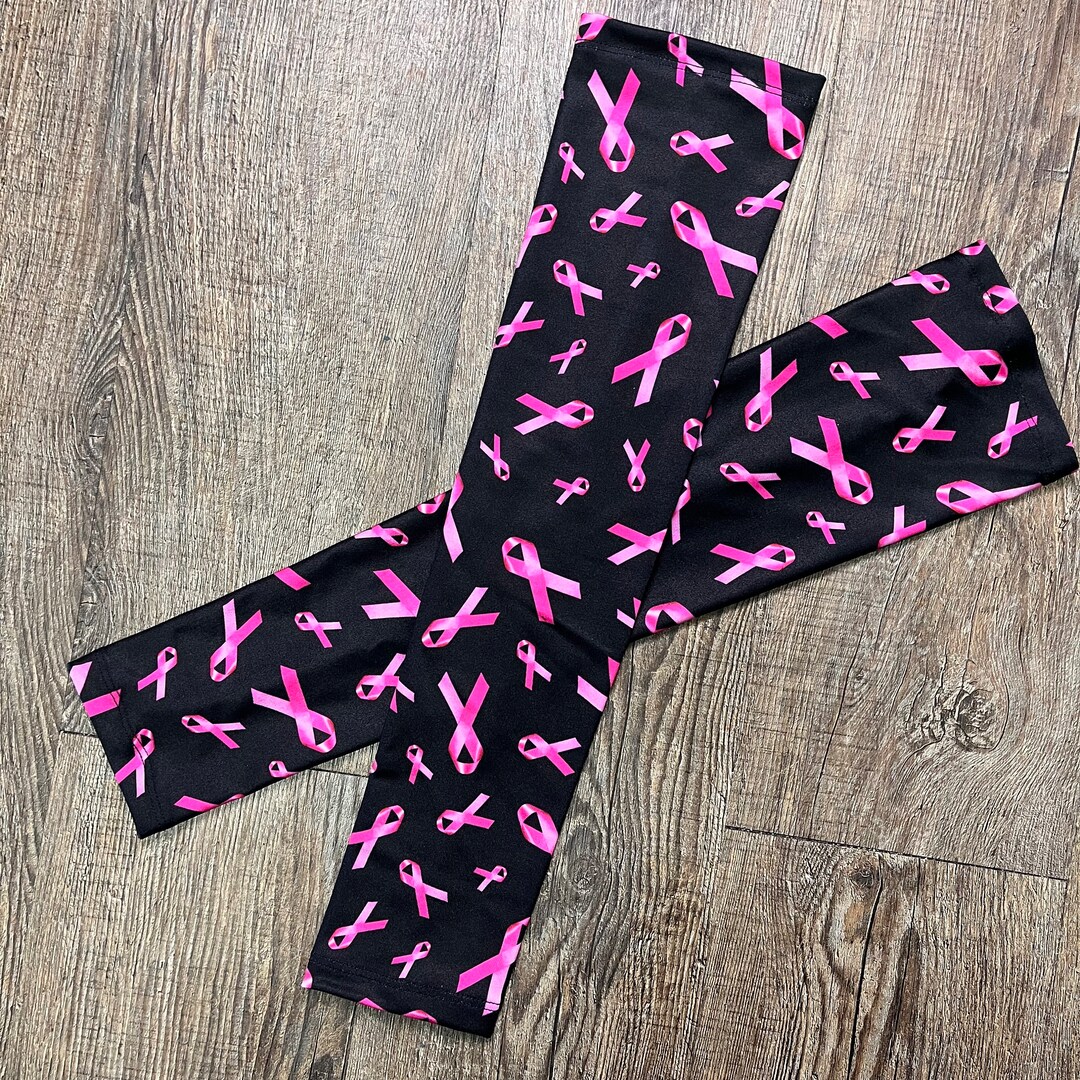 Compression Arm Sleeves in Pink Ribbon Print Spandex - Running Arm ...