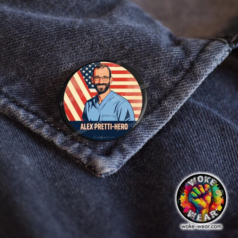 Alex Pretti Fundraiser Memorial Pin, Save Democracy, Protest, Defund ...