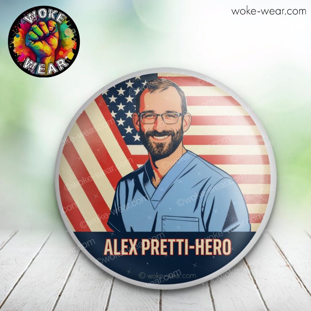 Alex Pretti Fundraiser Memorial Pin, Save Democracy, Protest, Defund ...