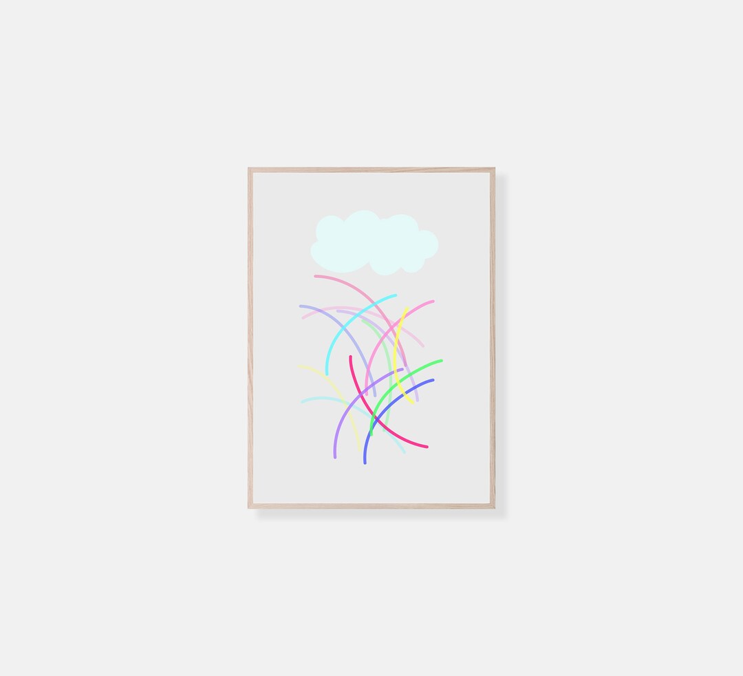 Rainbow Rain Cloud Art Print: Abstract Nursery Decor (digital Download ...
