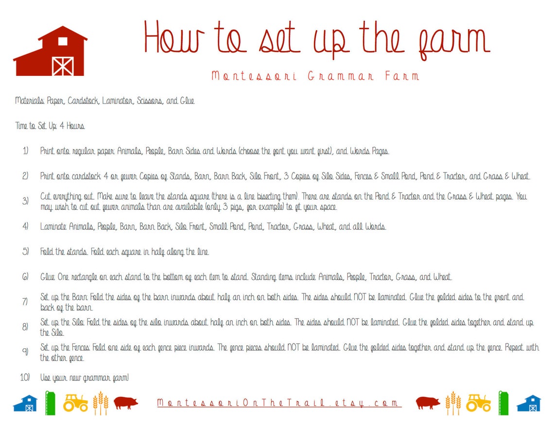 Printable Montessori Grammar Farm - Etsy