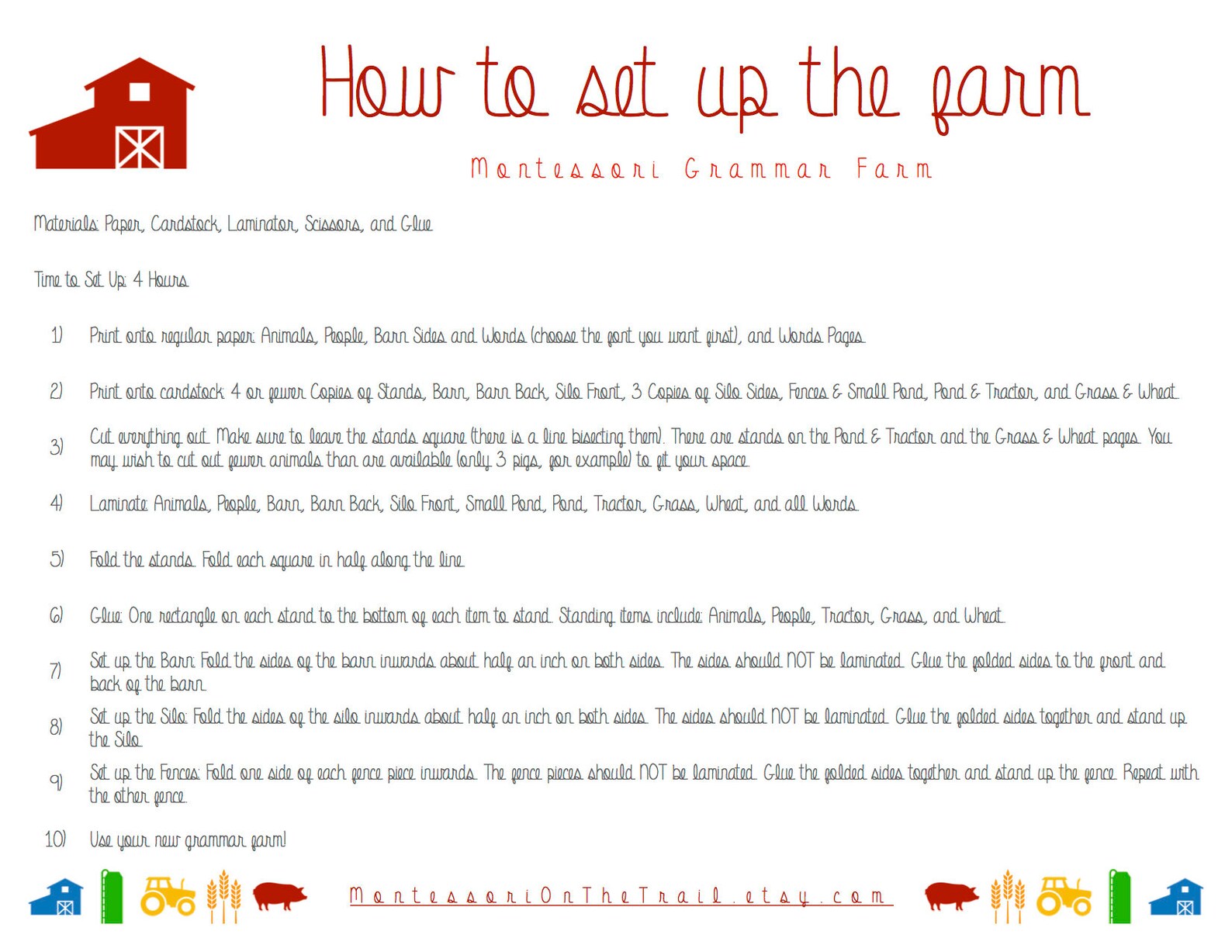 Printable Montessori Grammar Farm - Etsy