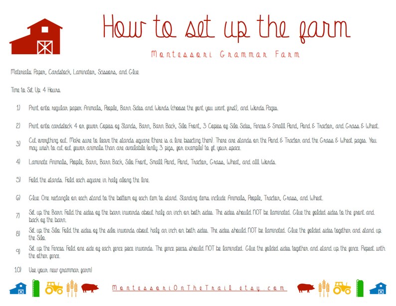 Printable Montessori Grammar Farm - Etsy