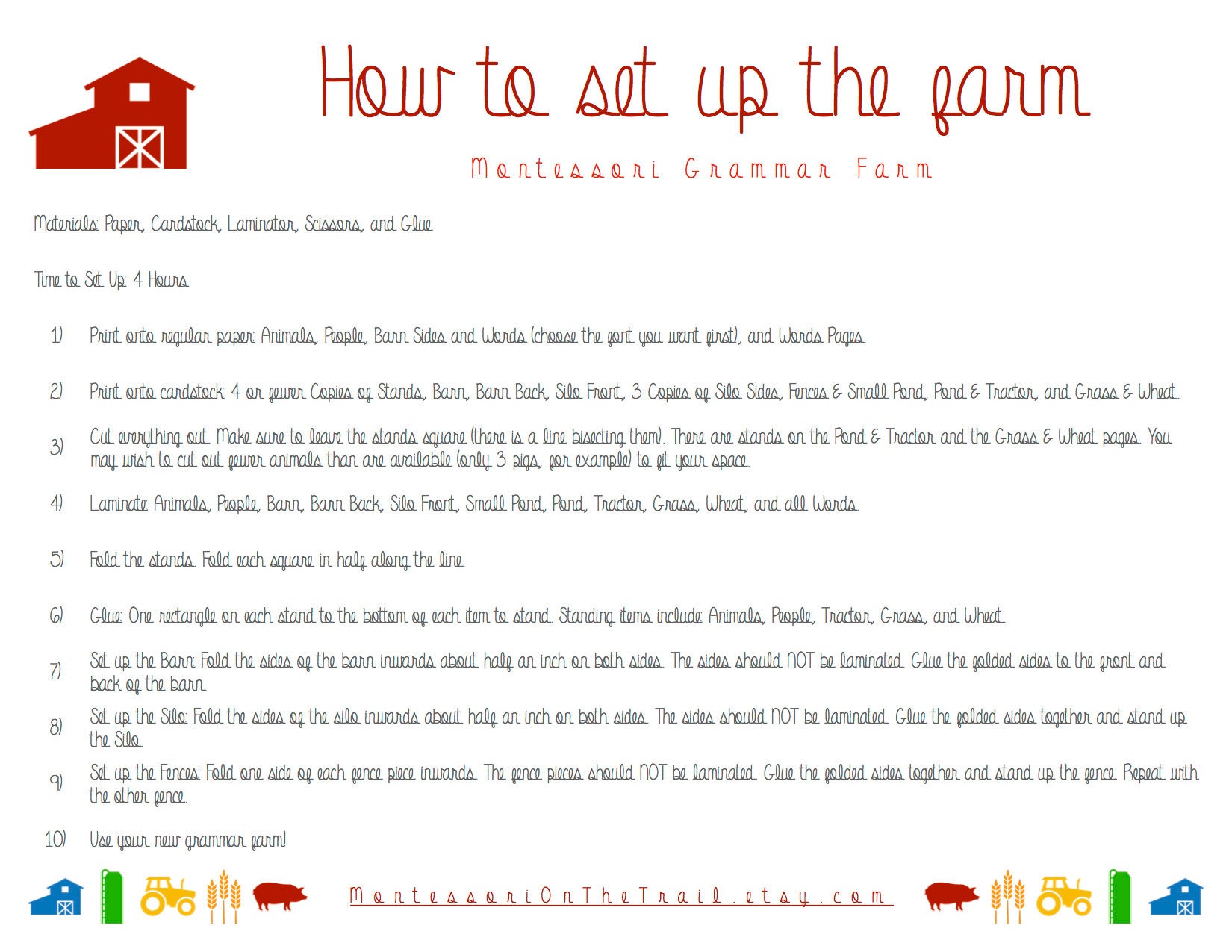Printable Montessori Grammar Farm - Etsy