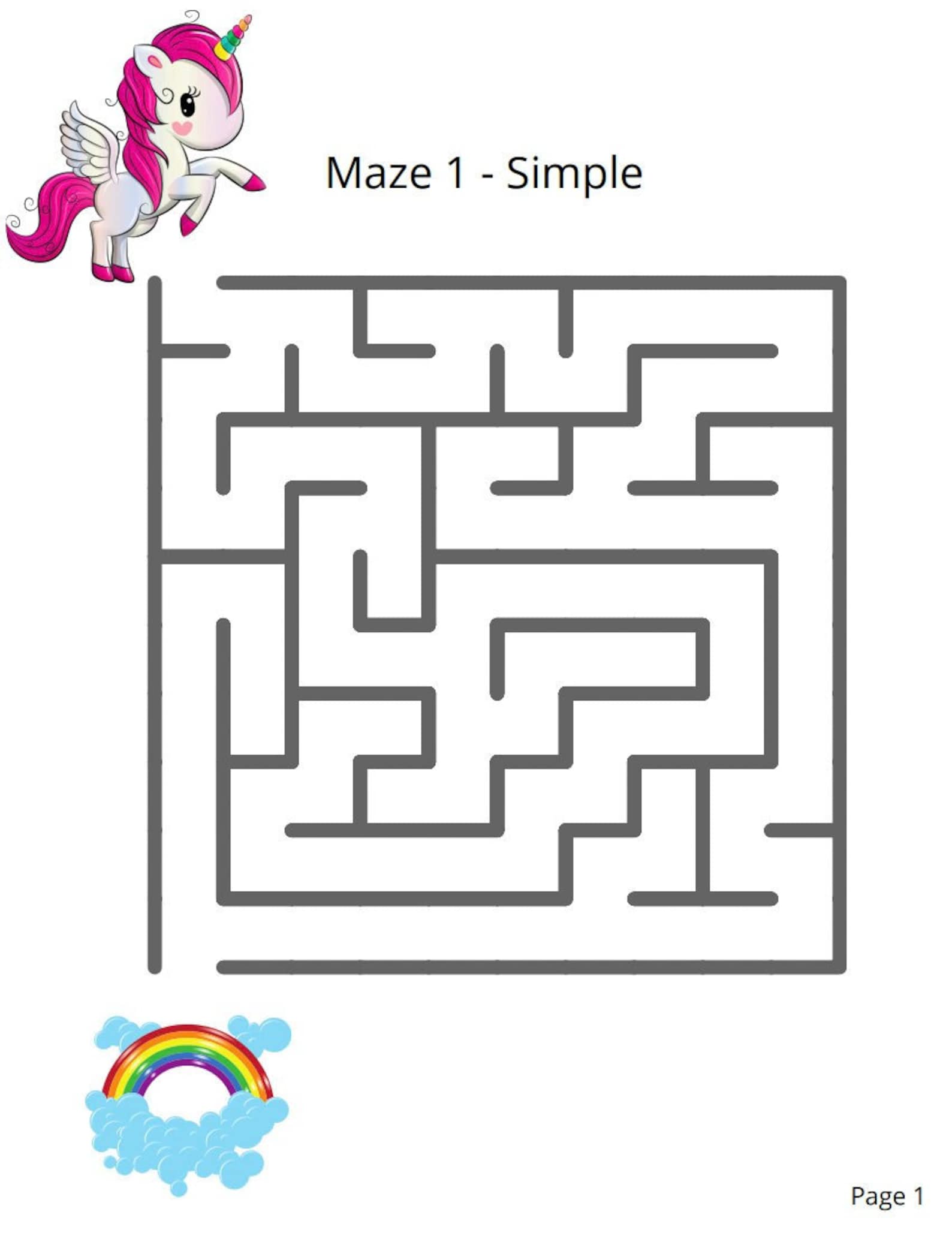 Easy Maze Puzzle Template Using Canva - UNICORN EDITION - Etsy