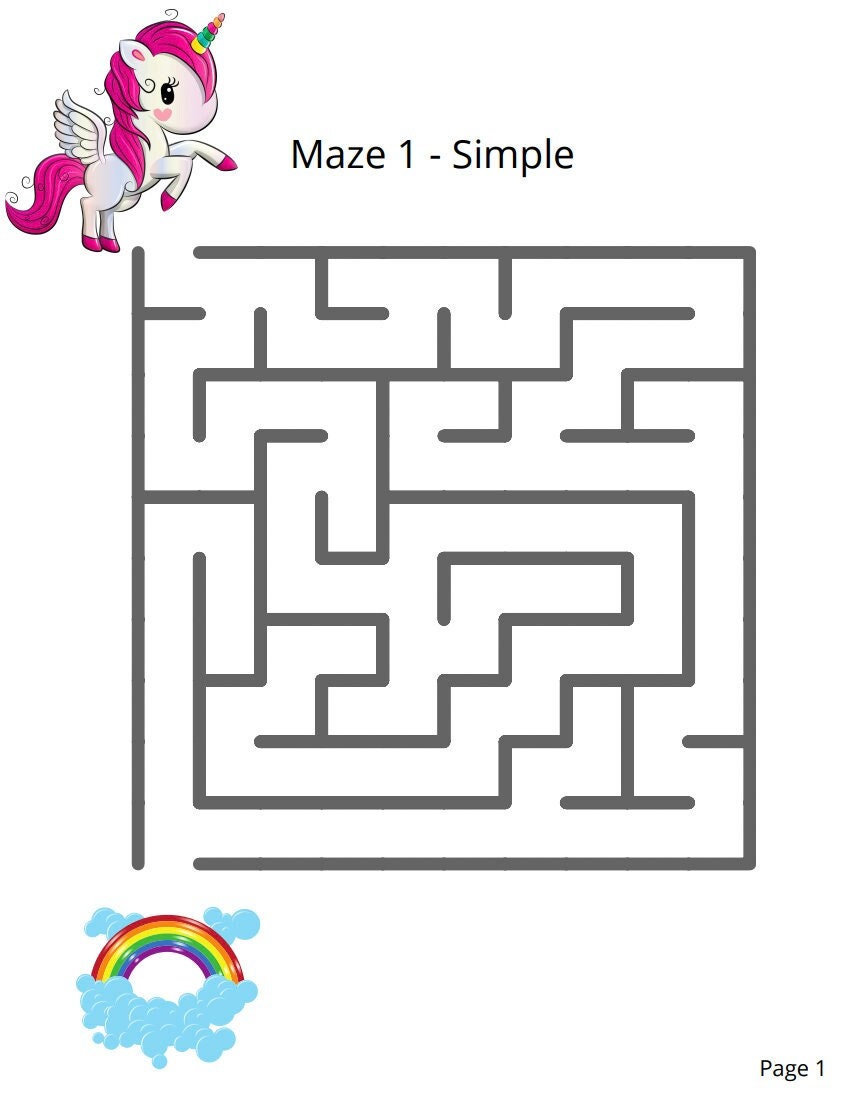 Easy Maze Puzzle Template Using Canva - UNICORN EDITION - Etsy