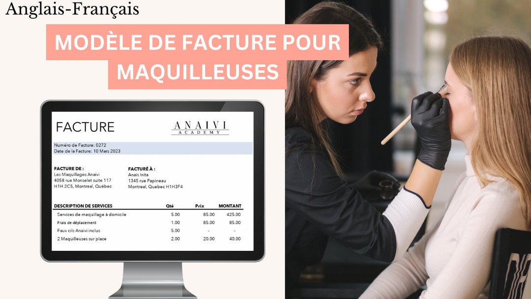 Microsoft Excel and Google Sheet Editable Invoice Template for Makeup ...