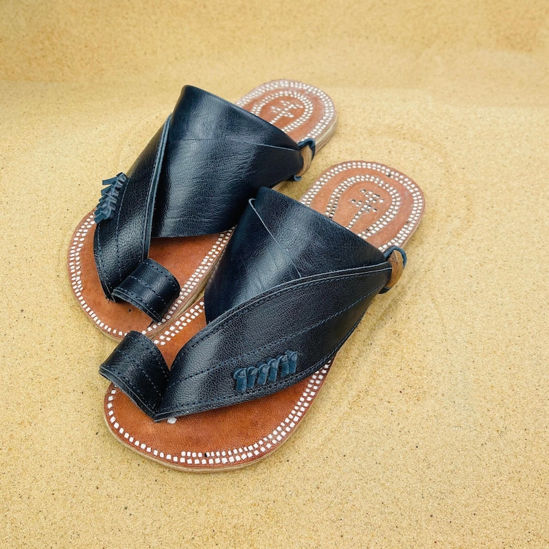 Blue Leather Sandals - Etsy