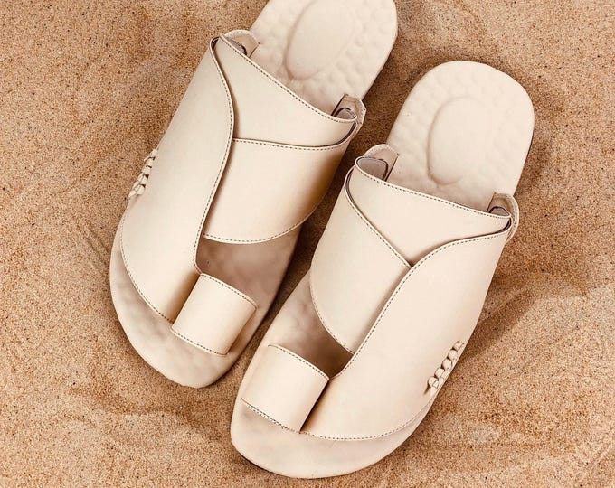 Mens Cream Vegan Leather Sandals ~ Sandcruisers ~ Traditional Arabian ...
