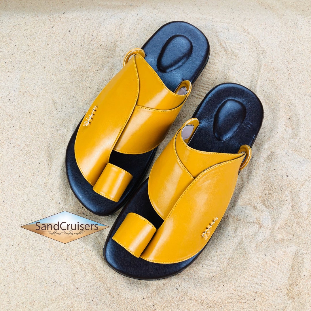 Men's Mustard Yellow Vegan Leather Sandals Sandcruisers traditional ...