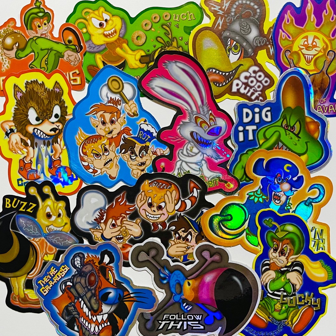 Vintage Rotten Cereal Mascot Vending Machine Stickers From Early 2000s ...