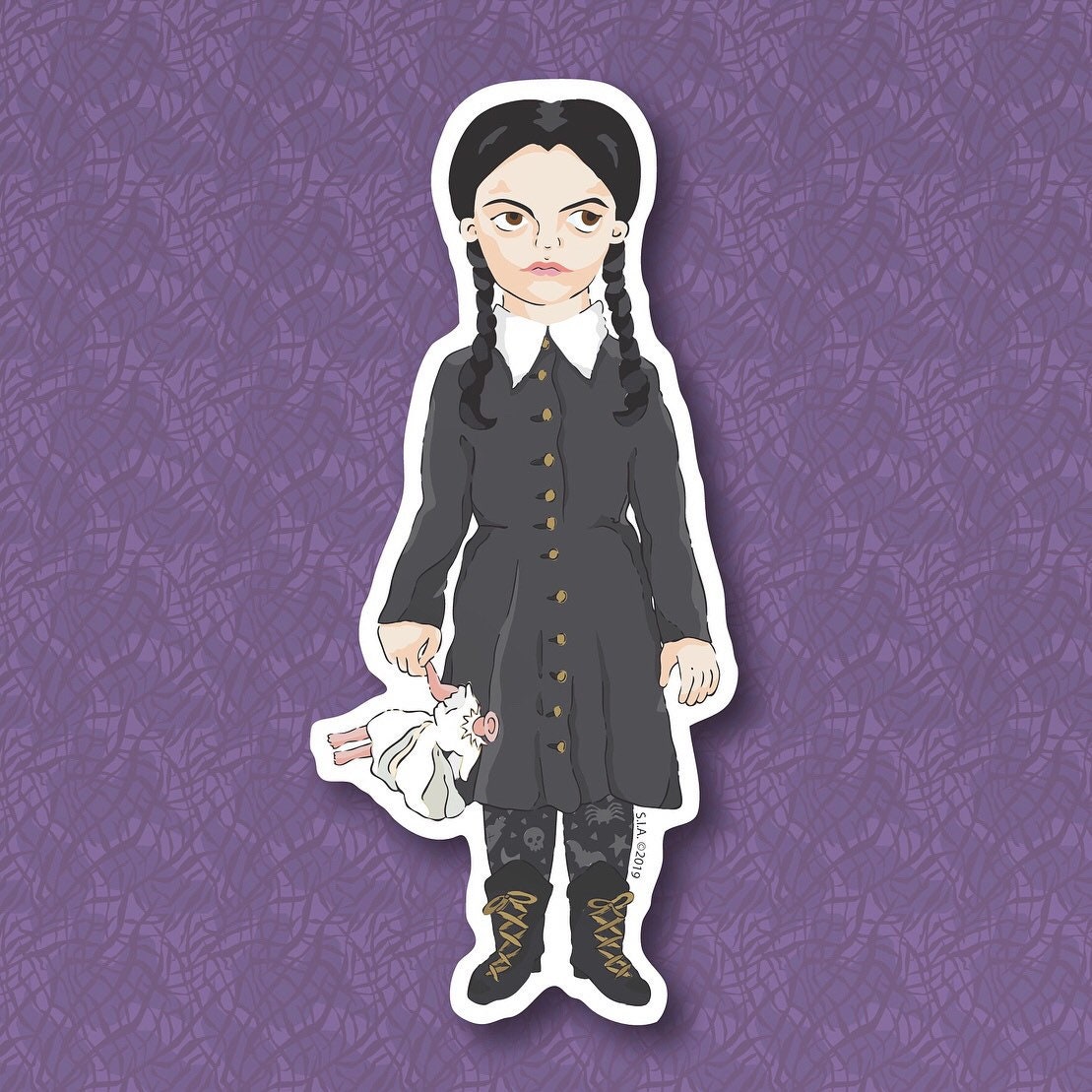 Wednesday Addams Vinyl Sticker - Etsy UK