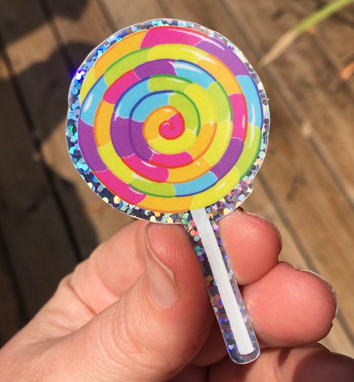 Holographic Vinyl Rainbow Swirl Lollipop Sticker | Etsy