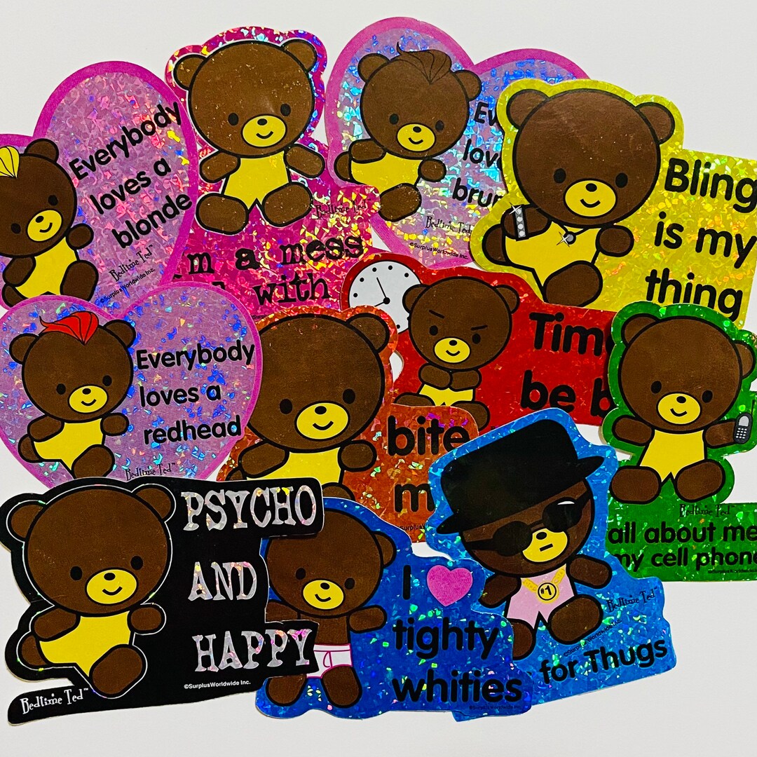 Vintage Bedtime Ted Vending Machine Stickers From Early 2000s - Etsy