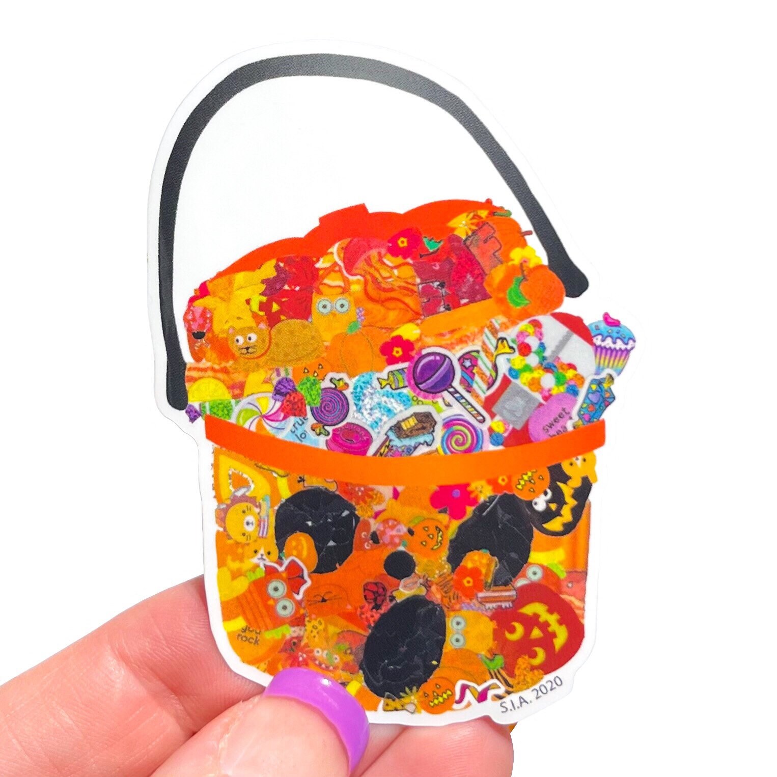 Halloween Pumpkin Treat Bucket Collage Vinyl Sticker - Etsy