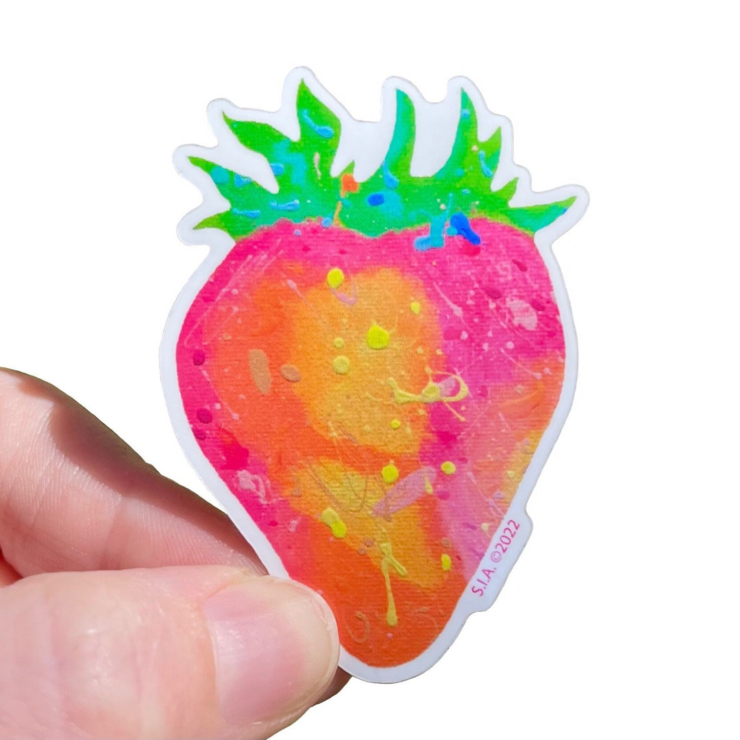 Splatter Paint Strawberry Vinyl Sticker - Etsy