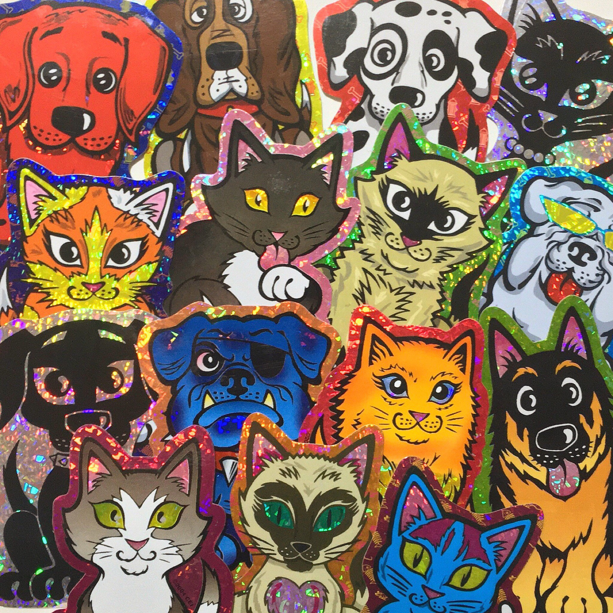 Early 2000s Sparkle Cats and Dogs Vending Machine Stickers - Etsy