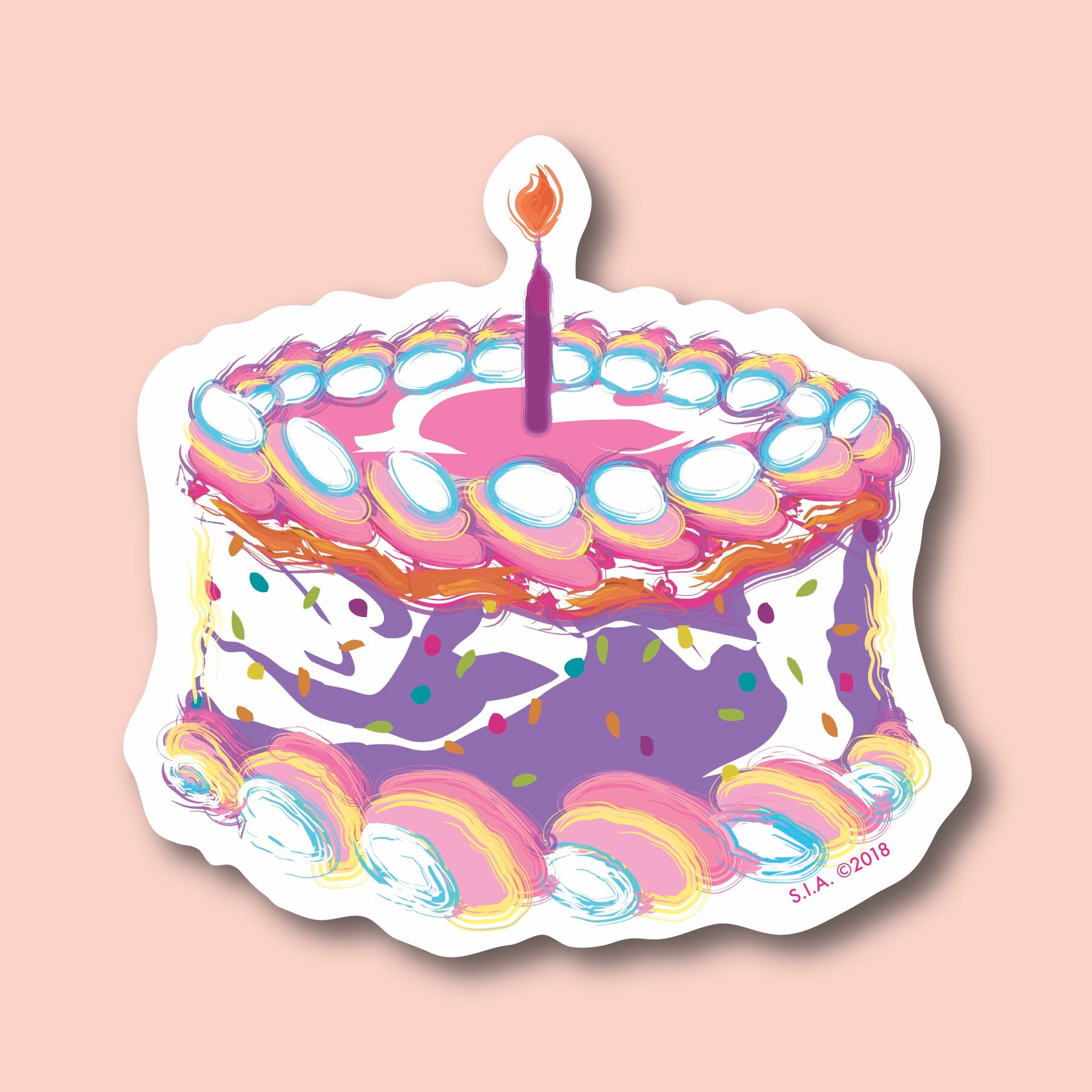 Rainbow Funfetti Explosion Birthday Cake Stickers | Etsy