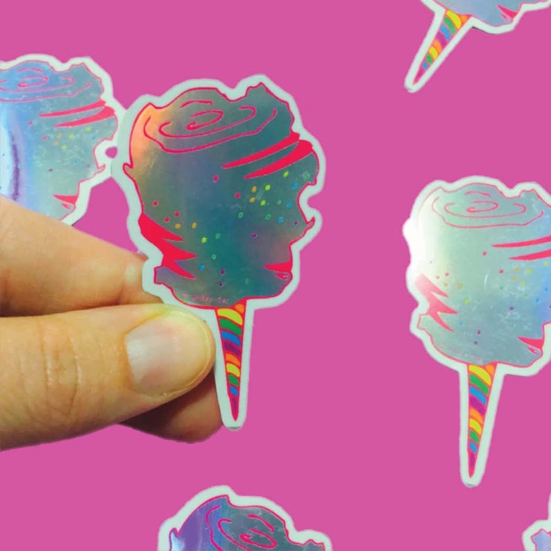 Holographic Cotton Candy Sticker | Etsy
