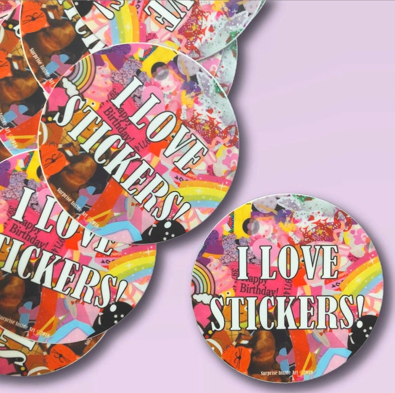 I Love Stickers Circle Collage Sticker - Etsy