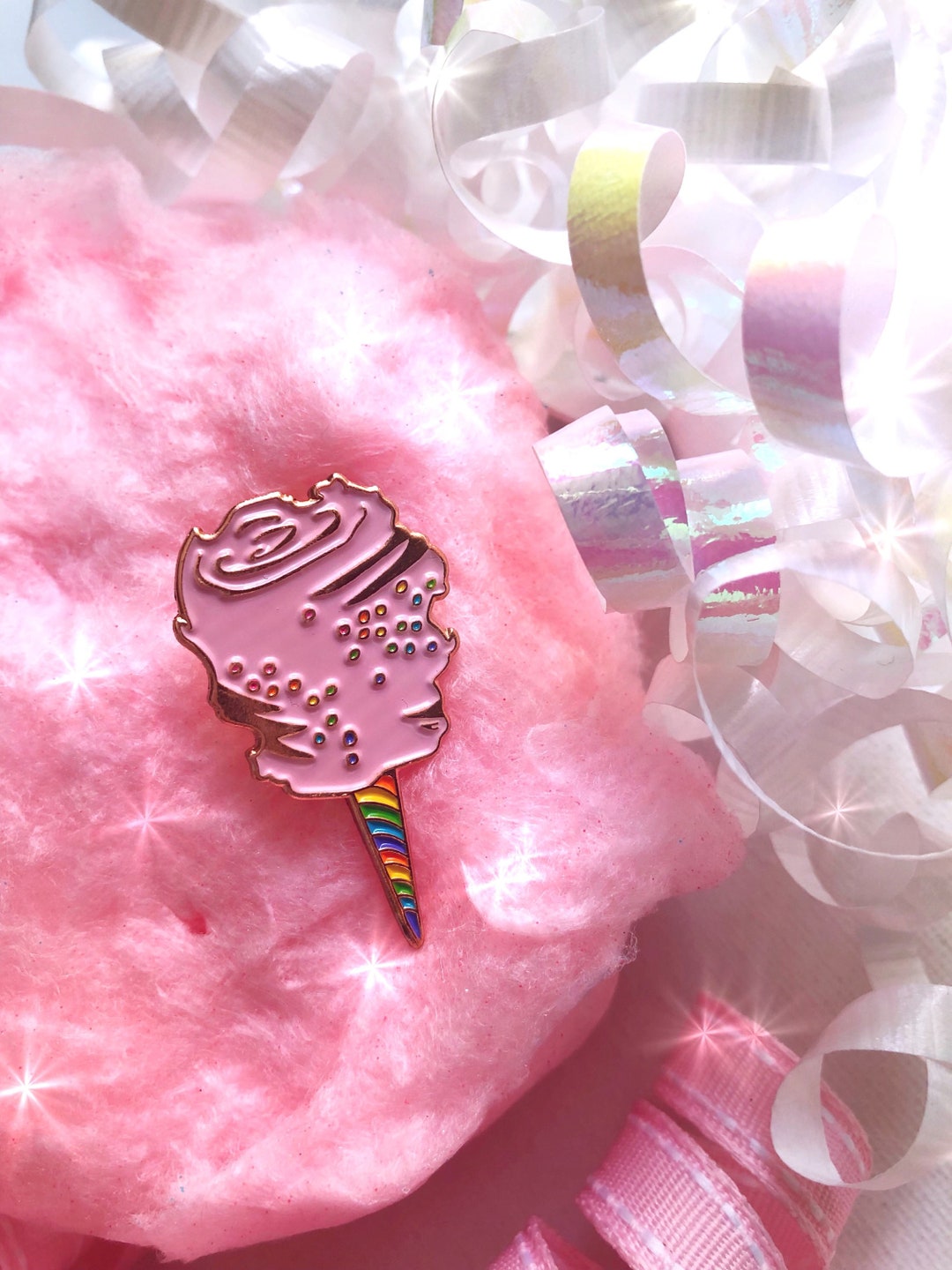 Pastel Pink Cotton Candy Enamel Pin - Etsy