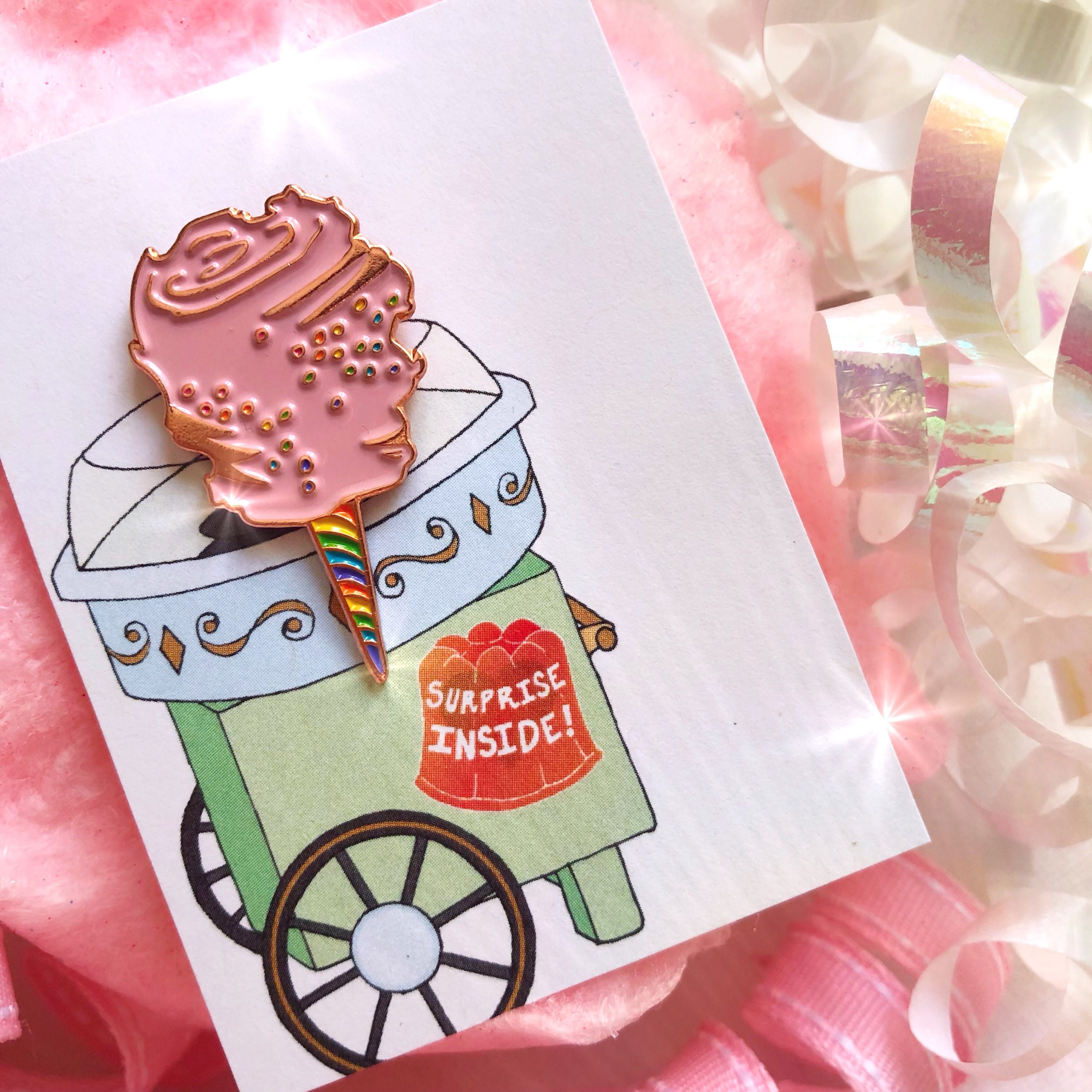 Pastel Pink Cotton Candy Enamel Pin - Etsy