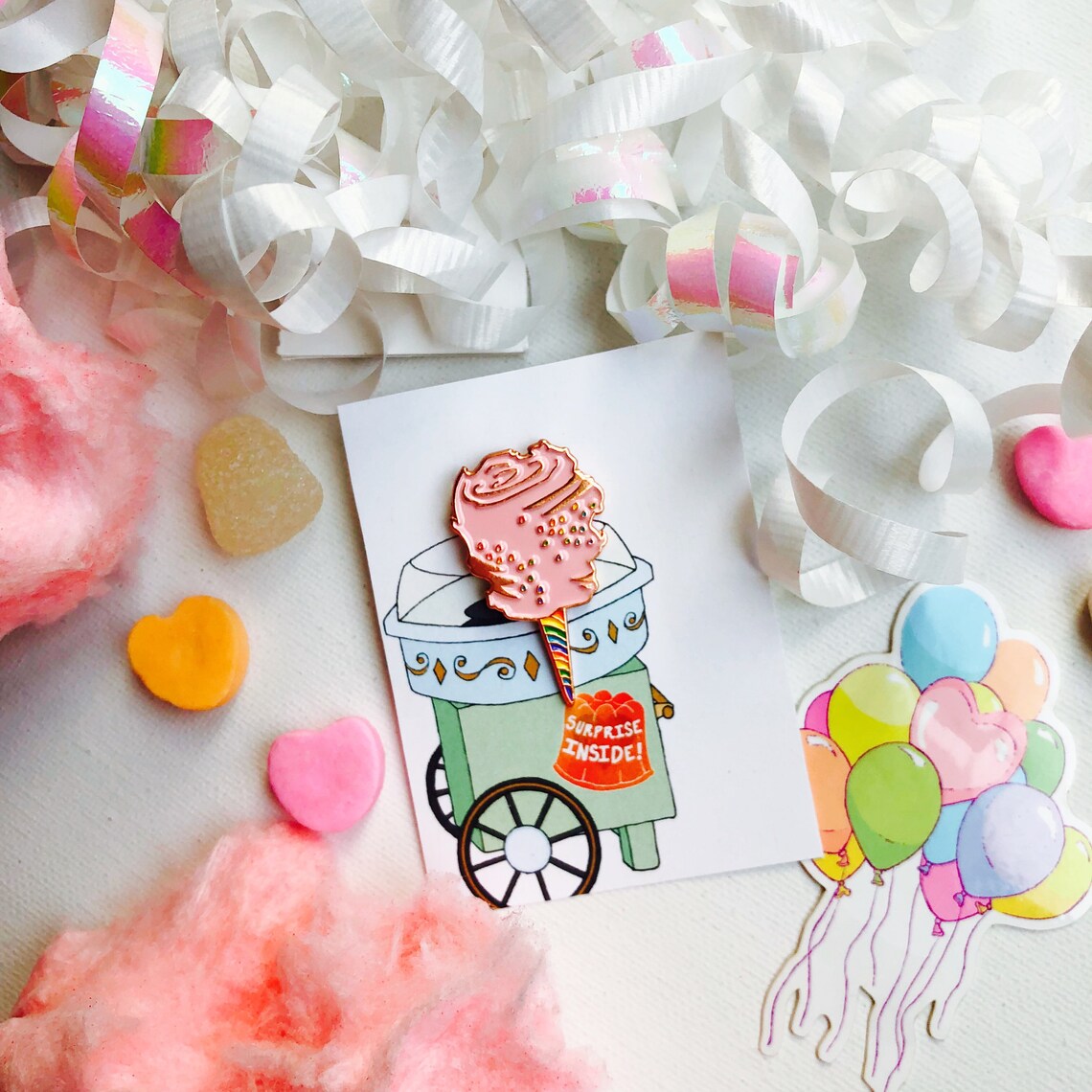 Pastel Pink Cotton Candy Enamel Pin - Etsy