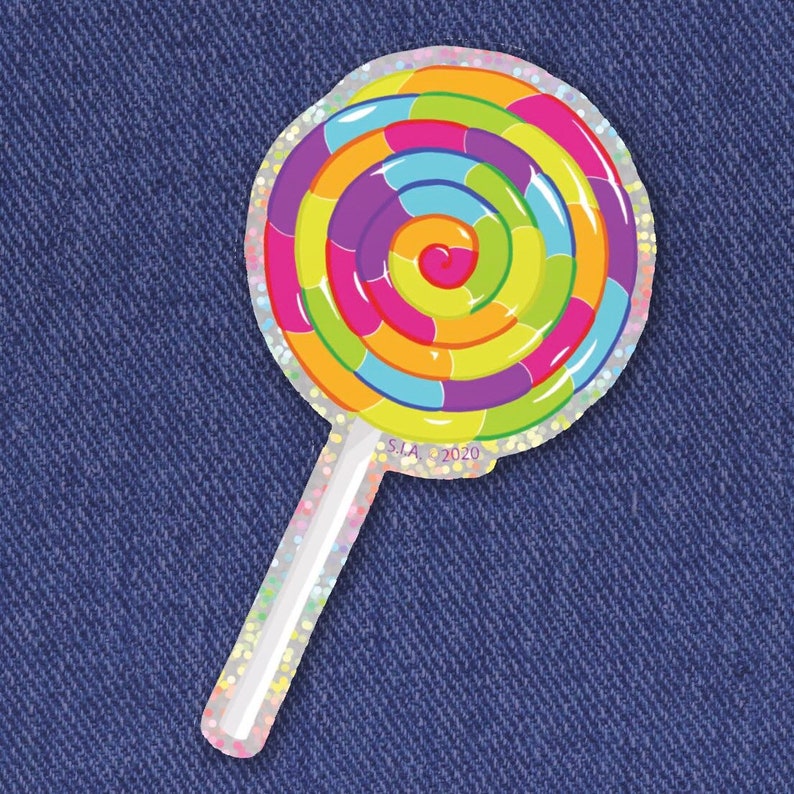 Holographic Vinyl Rainbow Swirl Lollipop Sticker | Etsy