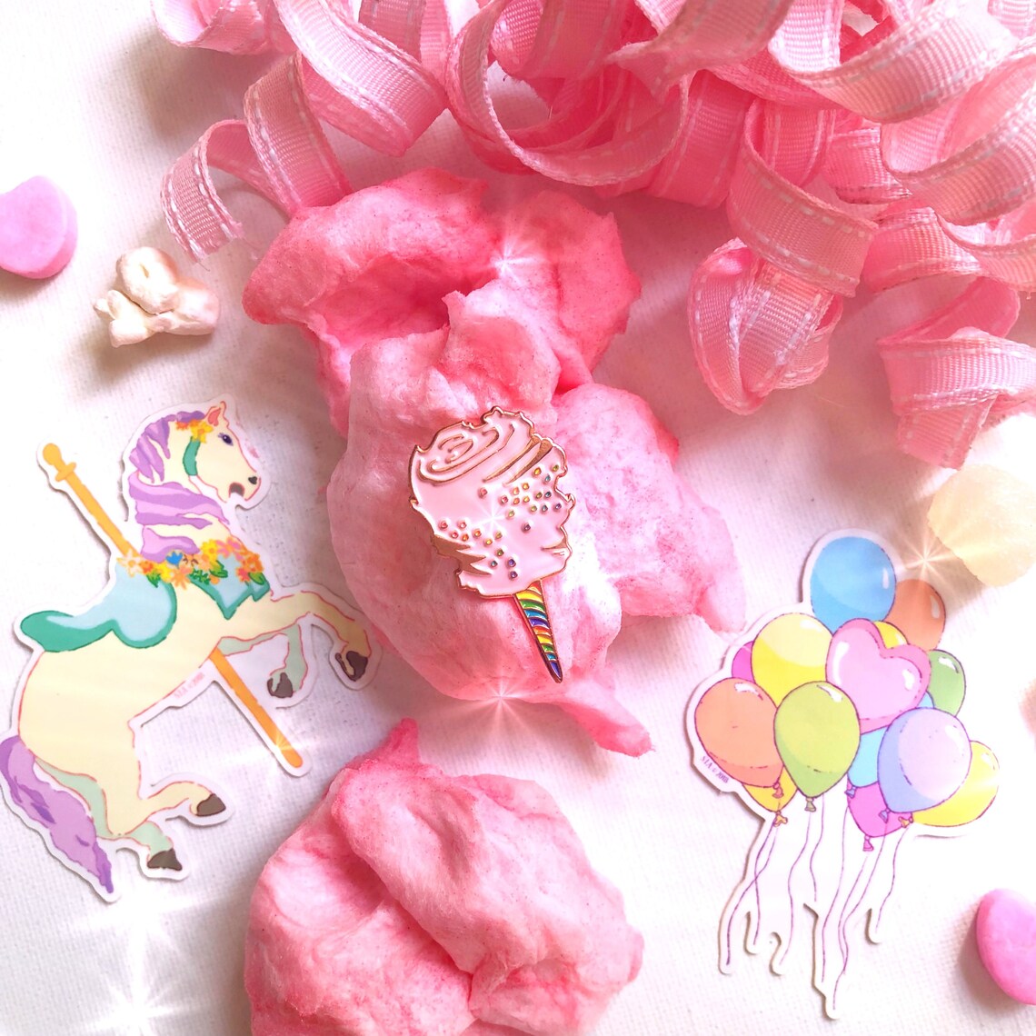 Pastel Pink Cotton Candy Enamel Pin - Etsy