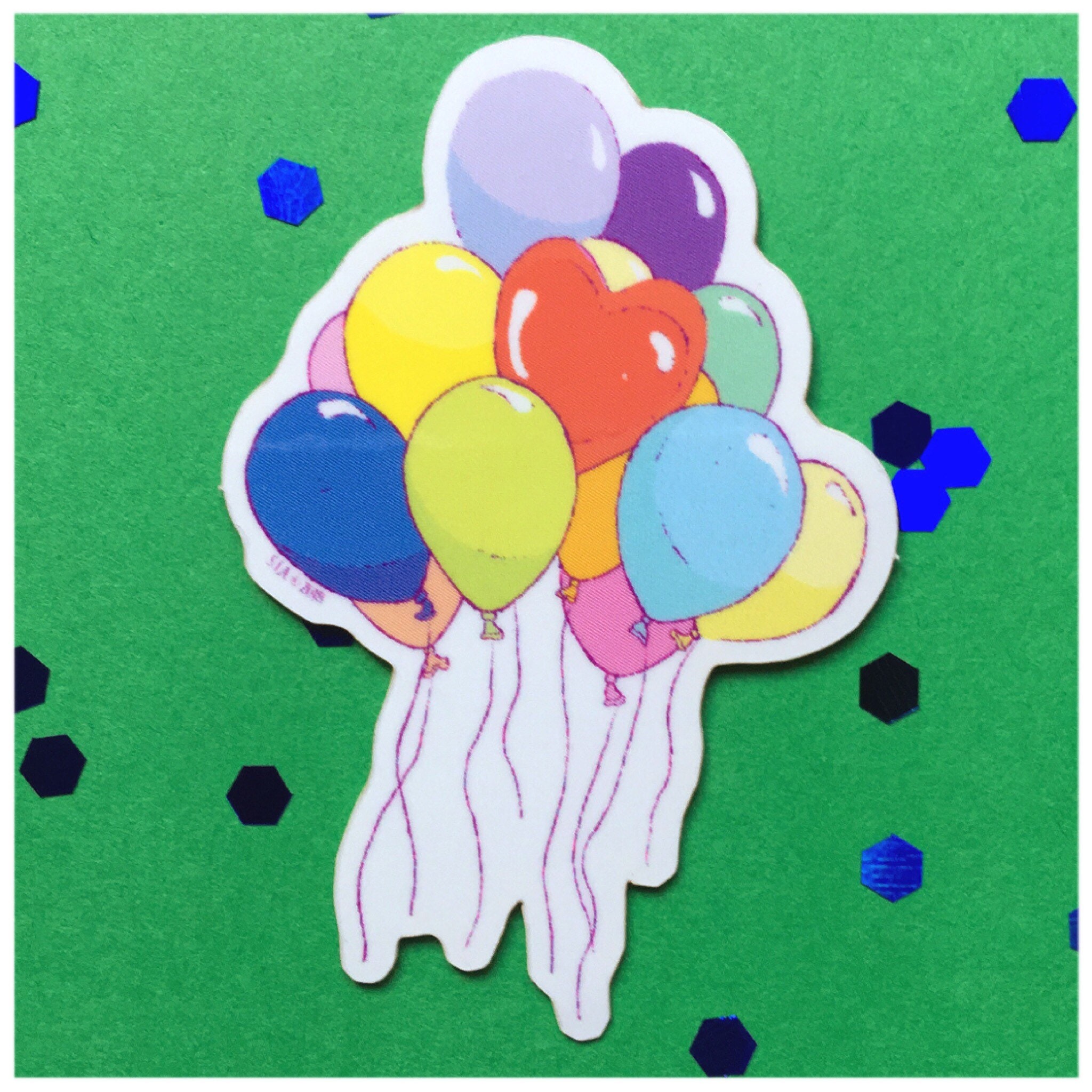 Bouquet of Bright Balloons Sticker | Etsy