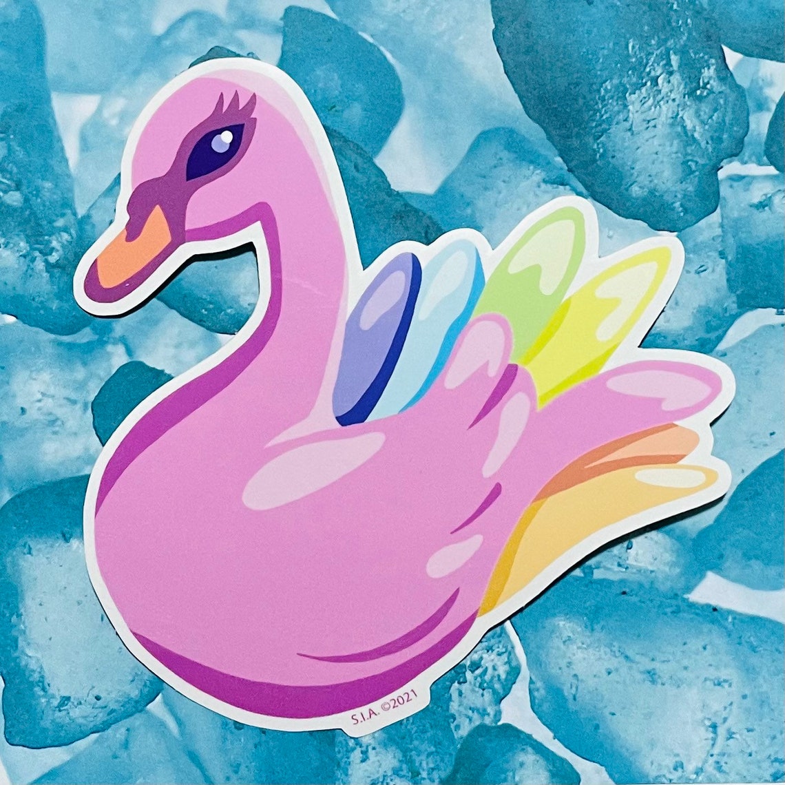 Pastel Rainbow Swan JUMBO Vinyl Sticker | Etsy