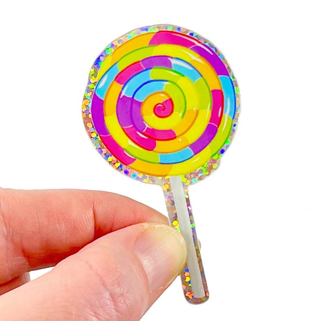 Holographic Vinyl Rainbow Swirl Lollipop Sticker - Etsy