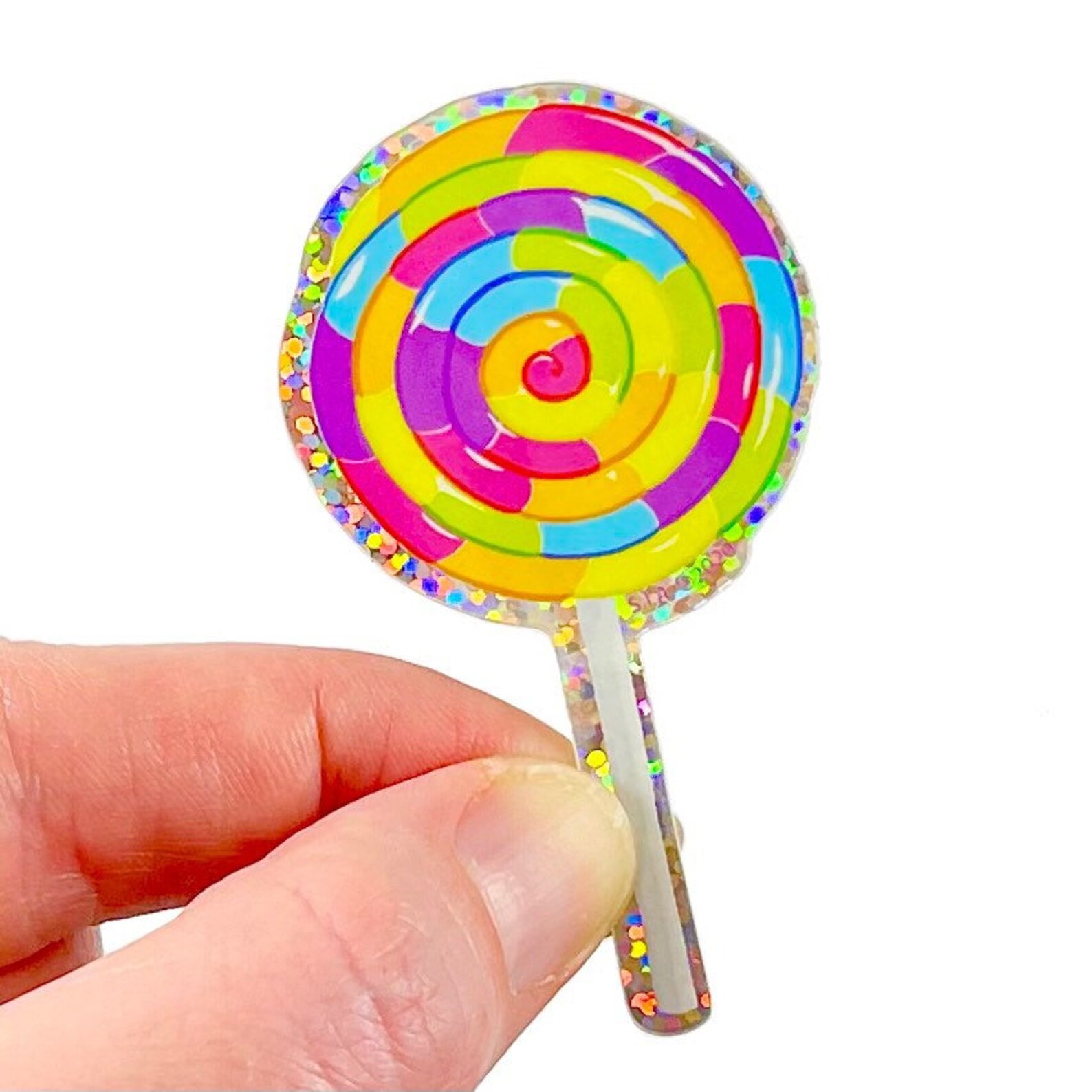 Holographic Vinyl Rainbow Swirl Lollipop Sticker - Etsy