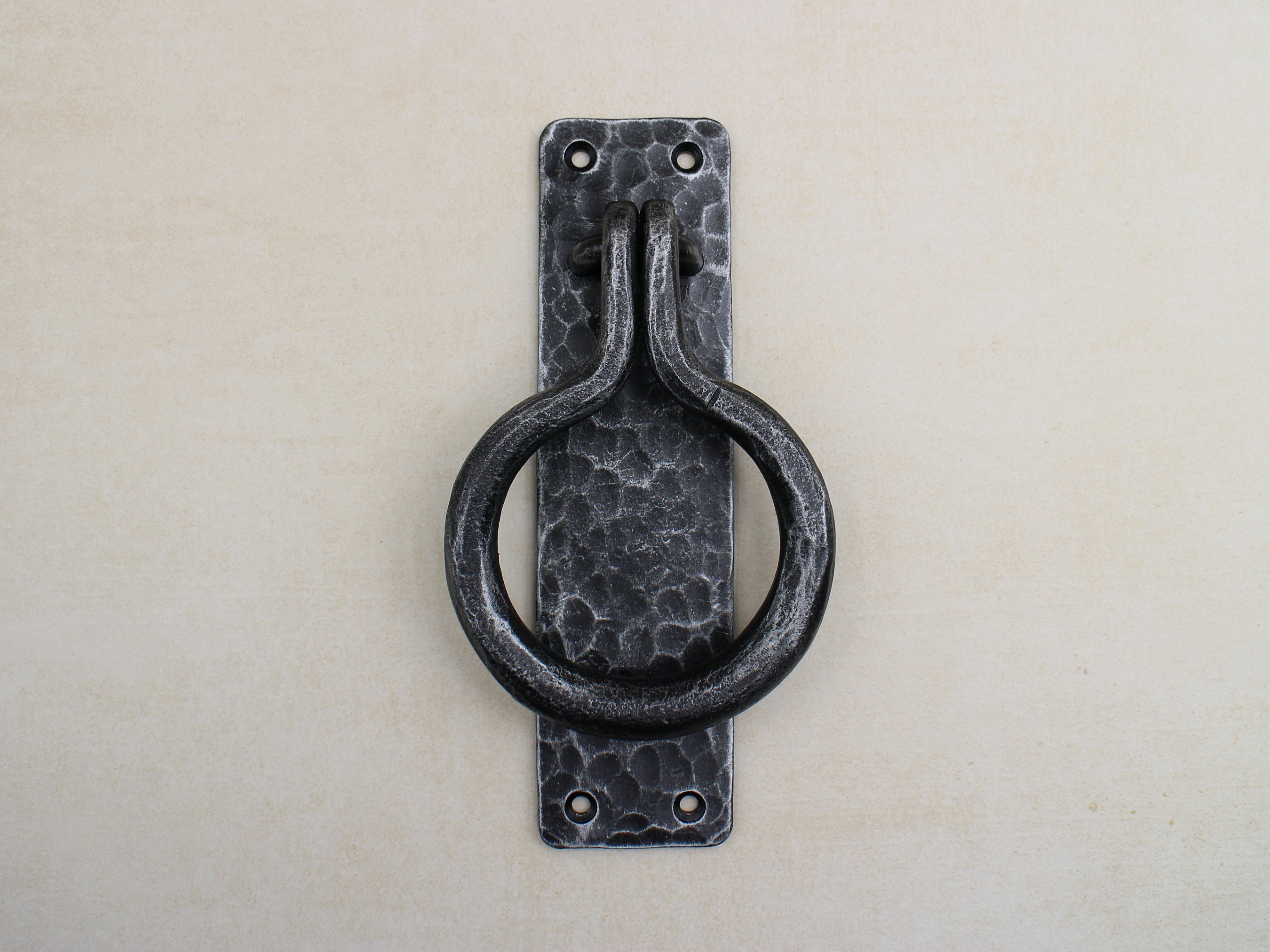 Rustic Door Knocker - Black Front Door Knocker - Hammered Ring ...