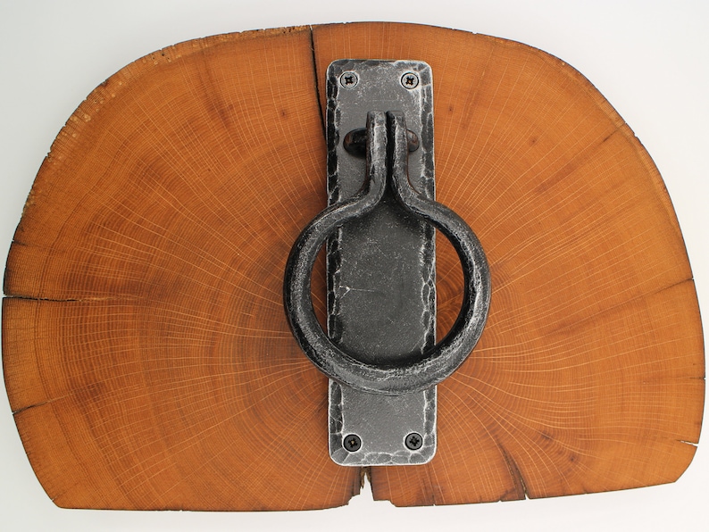 Rustic Door Knocker - Black Front Door Knocker - Hammered Ring - Smooth ...