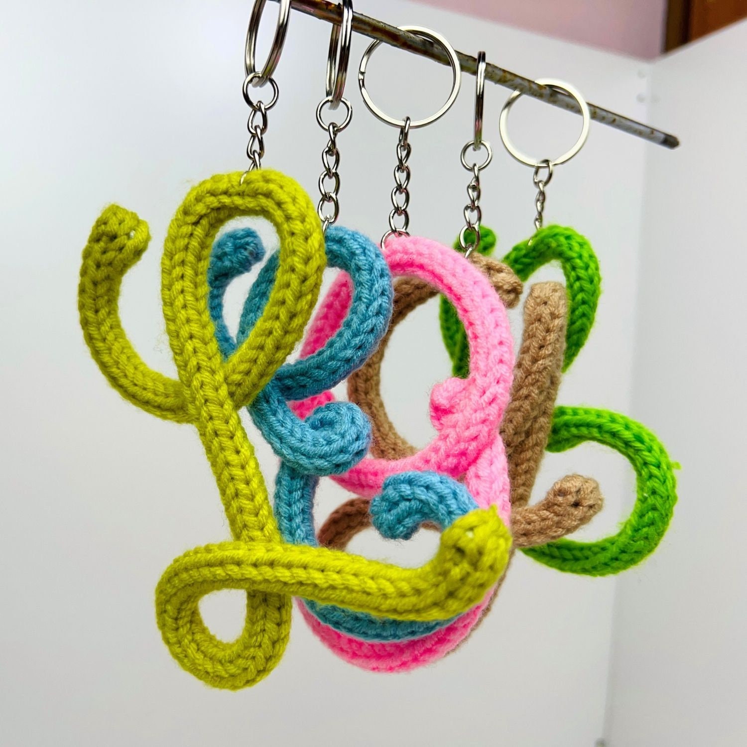 Alphabet Letter Keychain Made of Yarn, Knitted Wire Keychain, I-cord ...