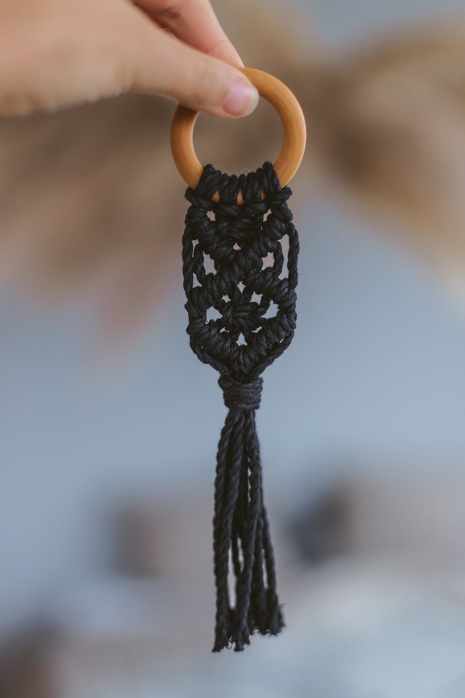 Macrame Baby Teether With a Natural Wooden Ring - Etsy