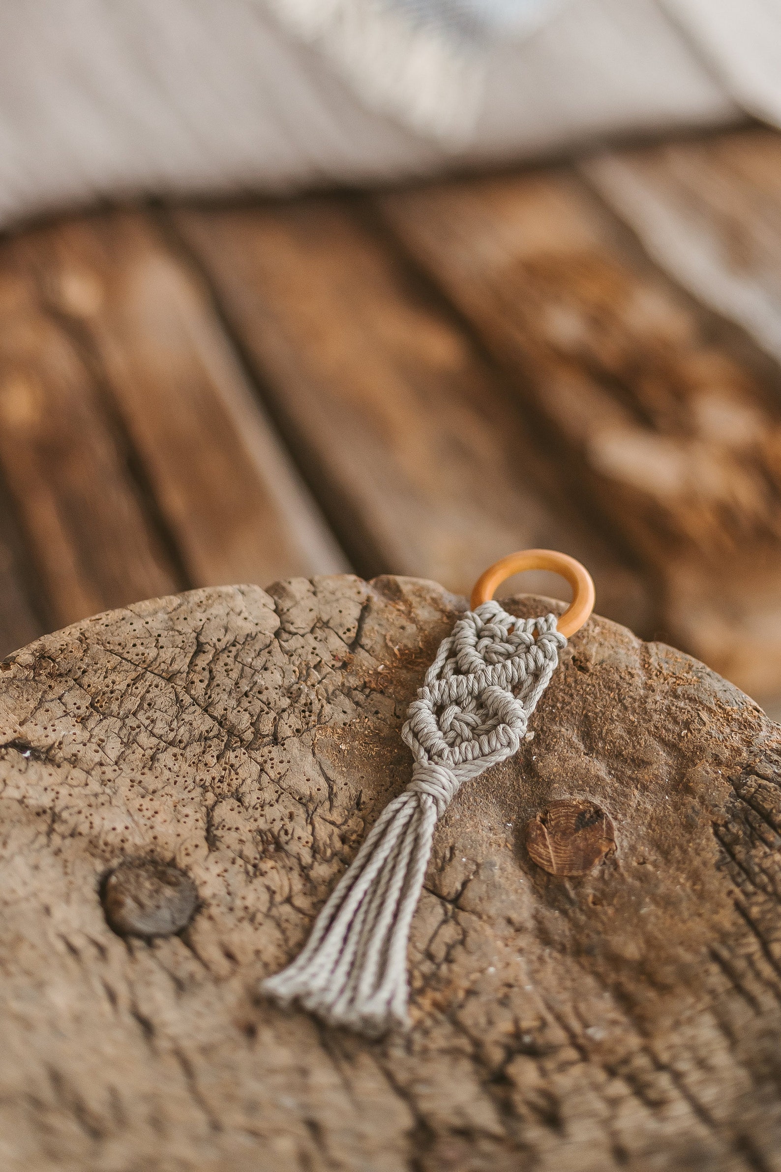 Macrame Baby Teether With a Natural Wooden Ring - Etsy
