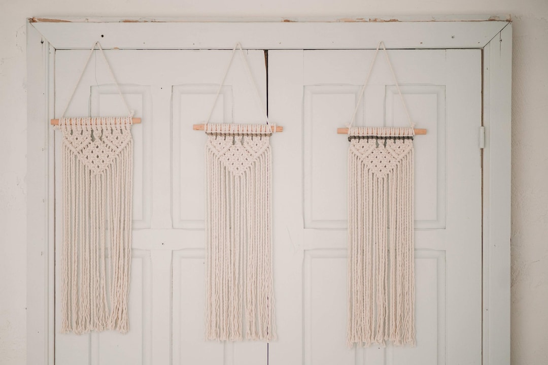 Small Macrame Wall Hanging * Set of 3 * Different Color Small ...