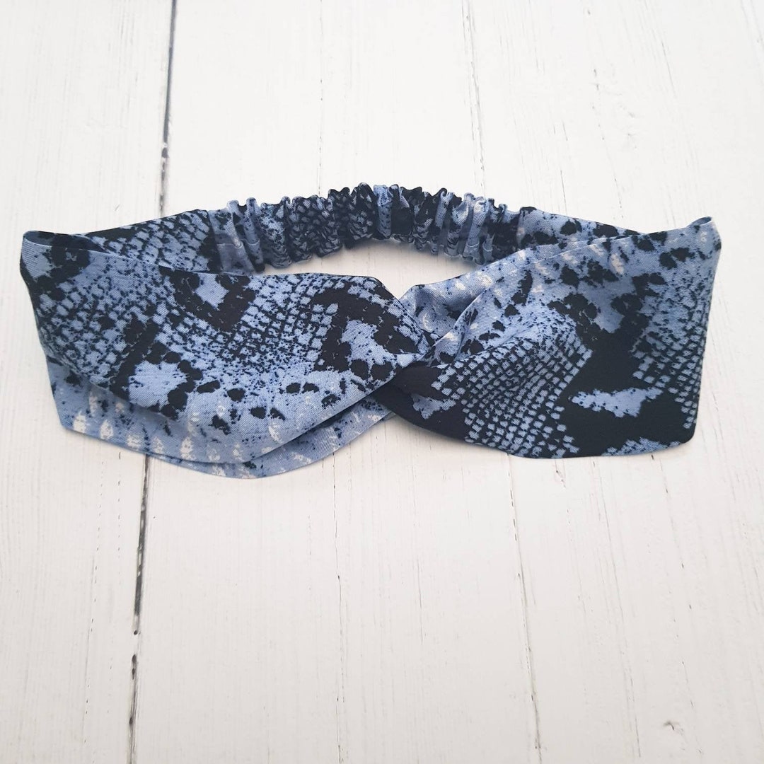 Knot Headband, Snake Skin Headband, Twisted Headband, Turban, Blue ...