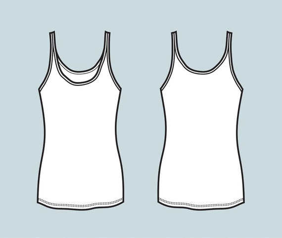 Tank Top Vector Fashion Flat Sketch Adobe Illustrator Design Etsy