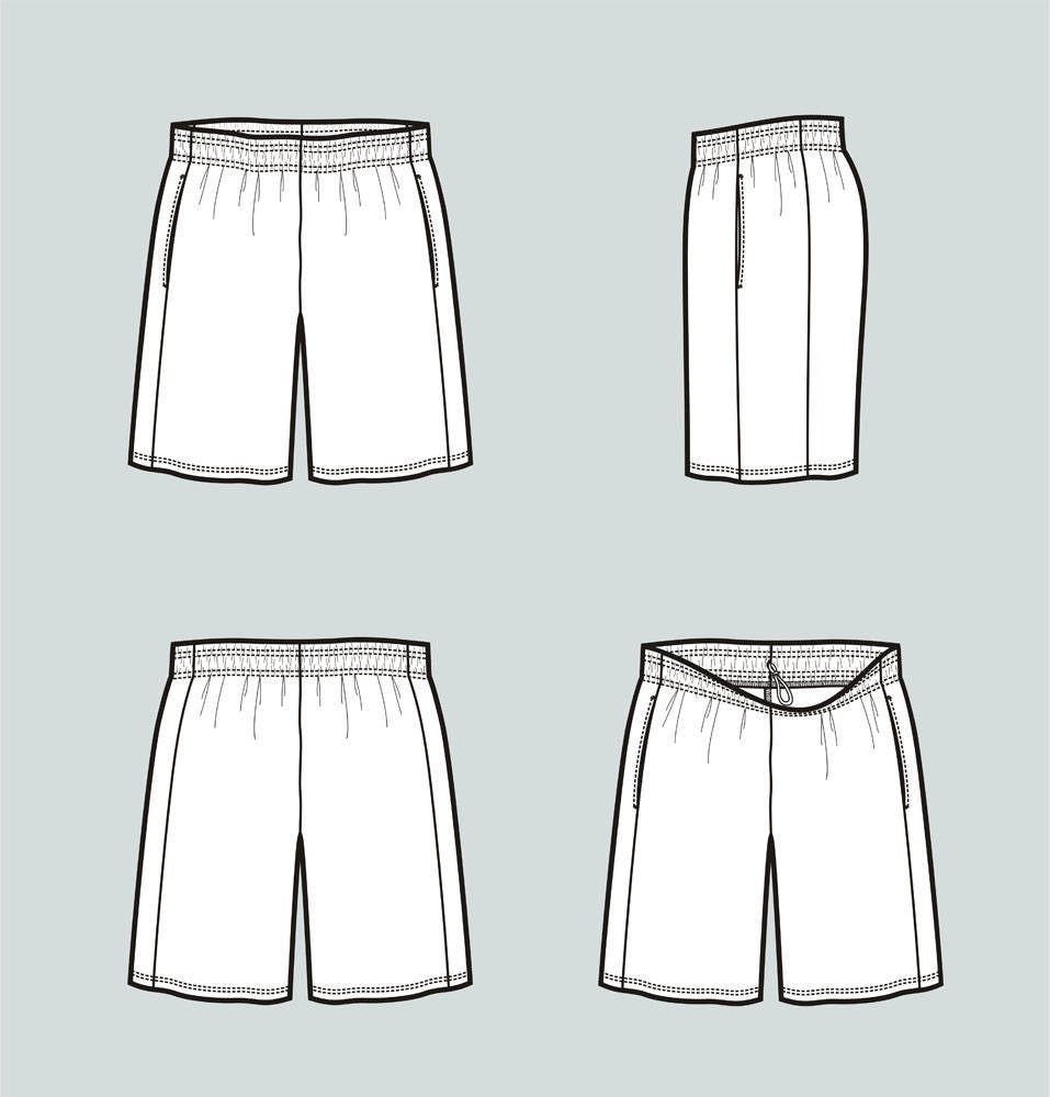 Basketball Shorts Vector Fashion Flat Sketch Adobe Etsy