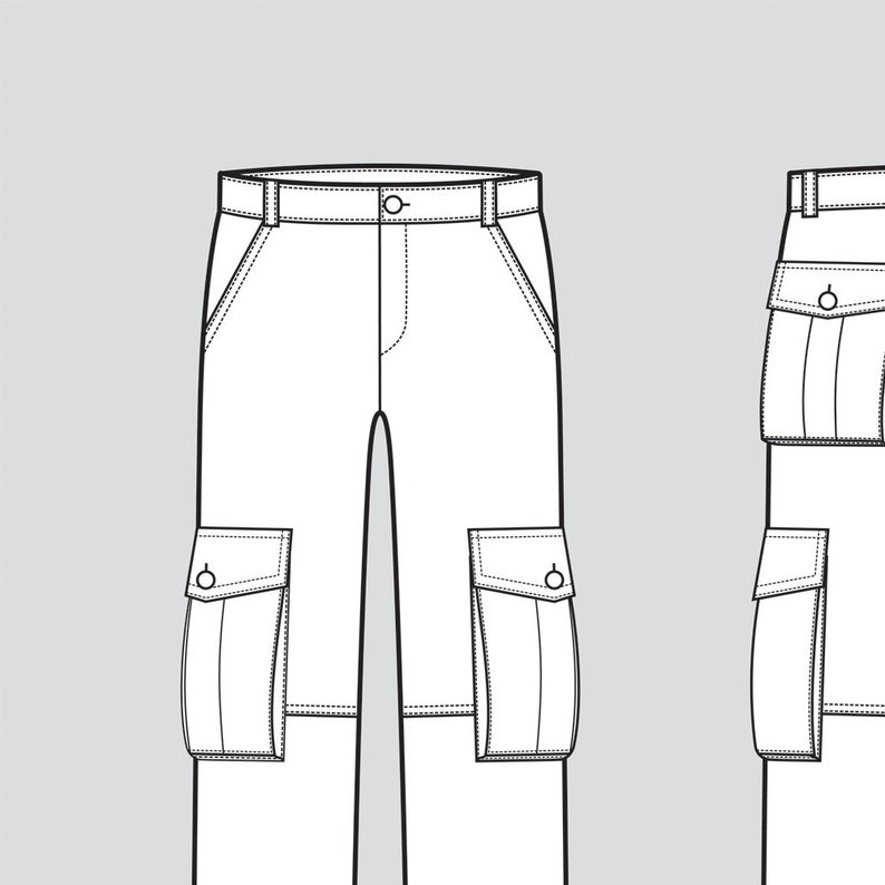 Pants Vector Fashion Flat Sketch Adobe Illustrator Design Etsy