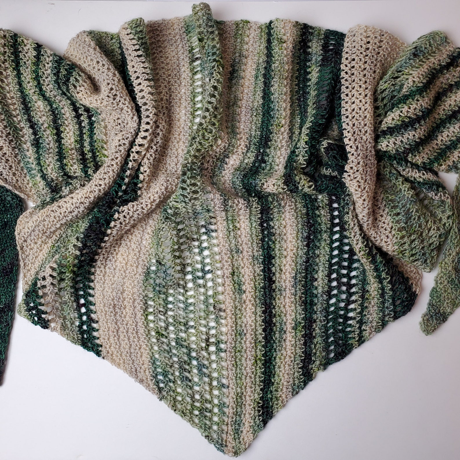 Striped Crochet Triangle Shawl Wrap Pattern PDF | Easy Crochet Shawl ...