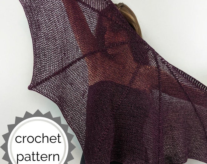 Batwing Crochet Dragon Wing Shawl PATTERN PDF Lace Weight Shawl Lacey ...