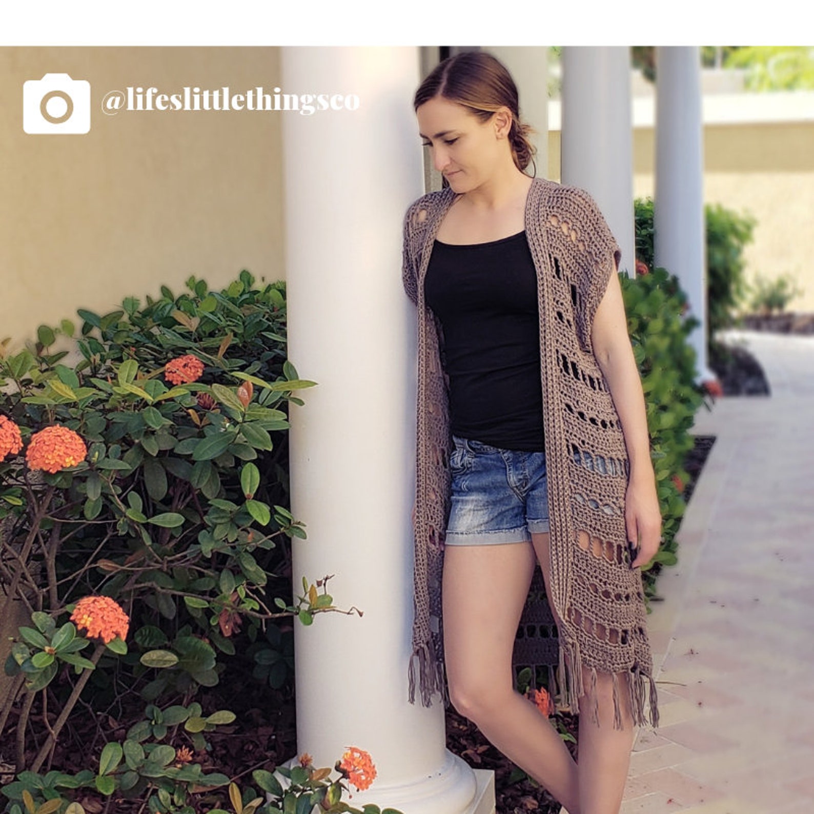 Boho Duster Crochet Fringe Vest Pattern PDF Download | Boho Top ...